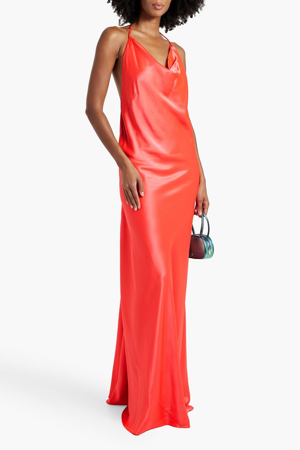 MICHELLE MASON Silk-Satin Maxi Slip Dress | Luxe Draped Design ...